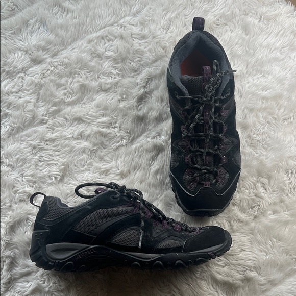 Merrell | Shoes | Merrell Black And Purple Athletic Hiking Shoes Womans ...